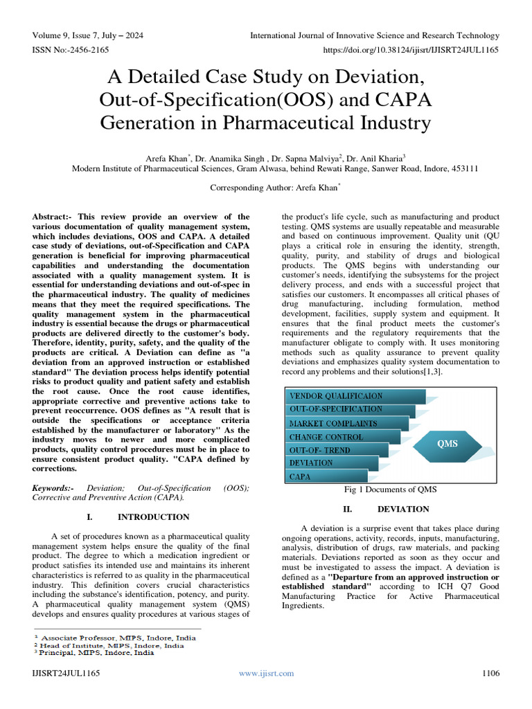 OOS and CAPA in Pharma Quality Management | PDF | Clinical Trial | Quality