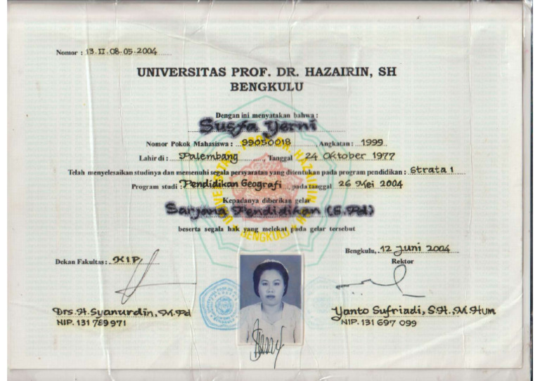 Ijazah Susfa S1 Edit | PDF