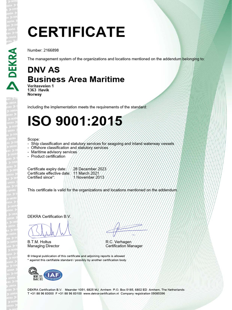 Maritime ISO 9001 Certificate | PDF | Companies