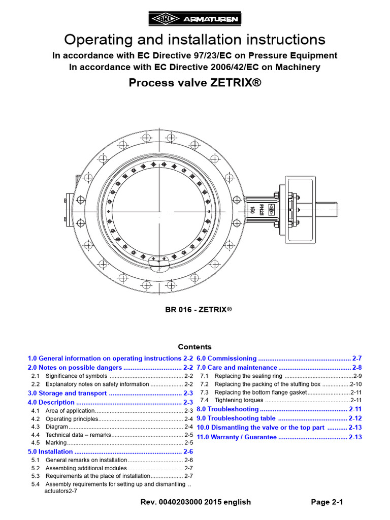 Extraction Valve - Instruction Manual - ZETRIX | PDF | Valve | Actuator