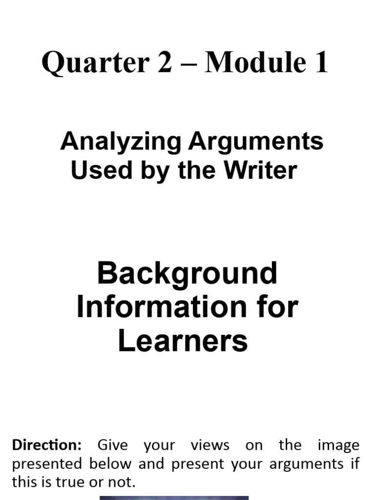 Quarter 2 Module 1 | PDF | Argument | Evidence