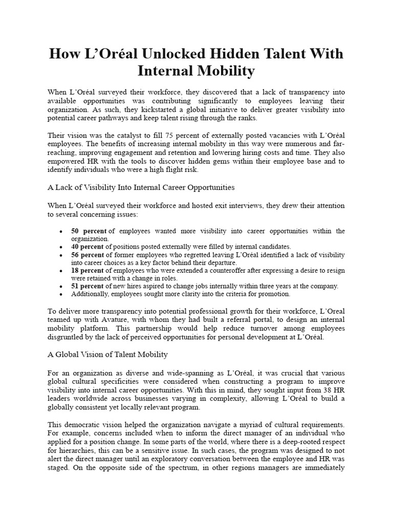 Internal Mobility | PDF | Employment | Business Economics