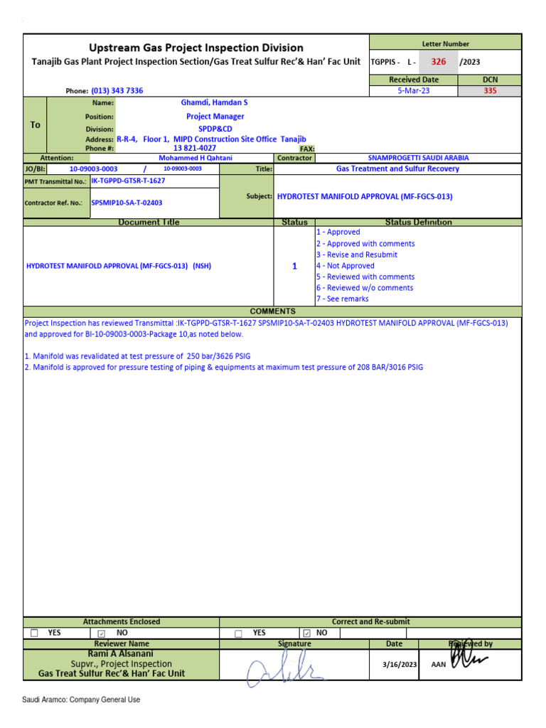 MF-FGCS-013 Approval | PDF | Gases