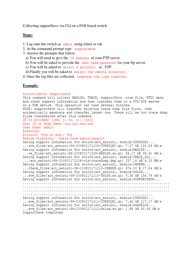 Collecting Supportsave Via CLI On A FOS Based Switch | PDF | File ...