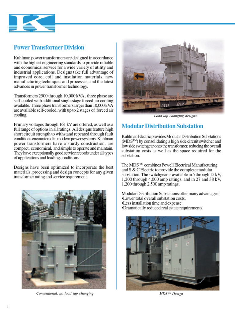 Kuhlman Power Transformer Catalogue | PDF | Transformer | Electrical ...