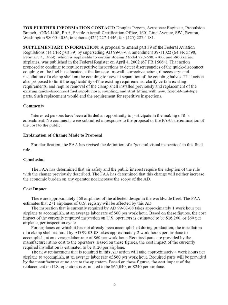 Faa - Ad 2002-14-22 | PDF