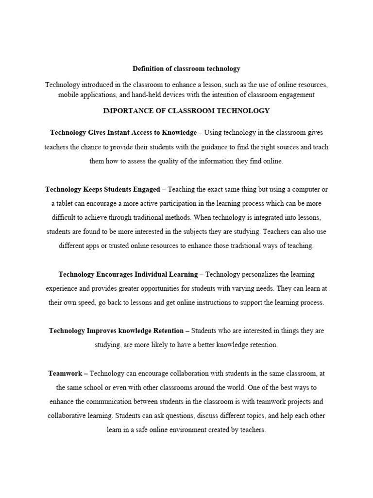 Classroom Technology | PDF | Educational Technology | Behavior Modification