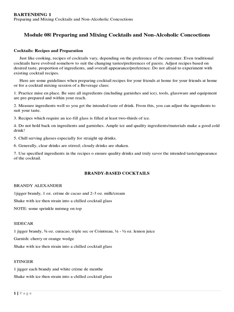 Cocktail and Mocktail Recipe Guide | PDF | Martini (Cocktail ...