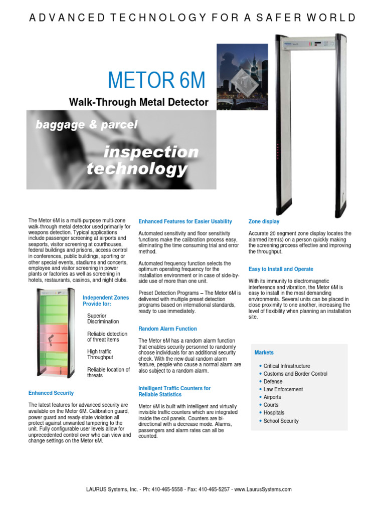 Metor 6M Walk-Through Metal Detector | PDF | Metal Detector ...
