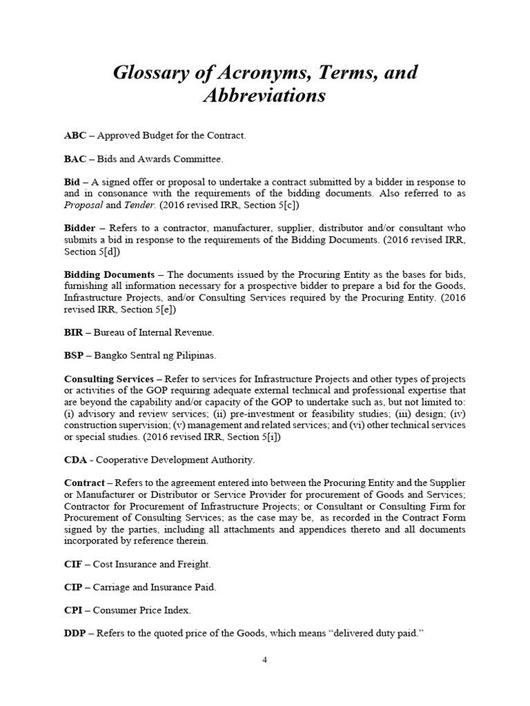 Procurement Terms and Acronyms Guide | PDF | Business | Economies