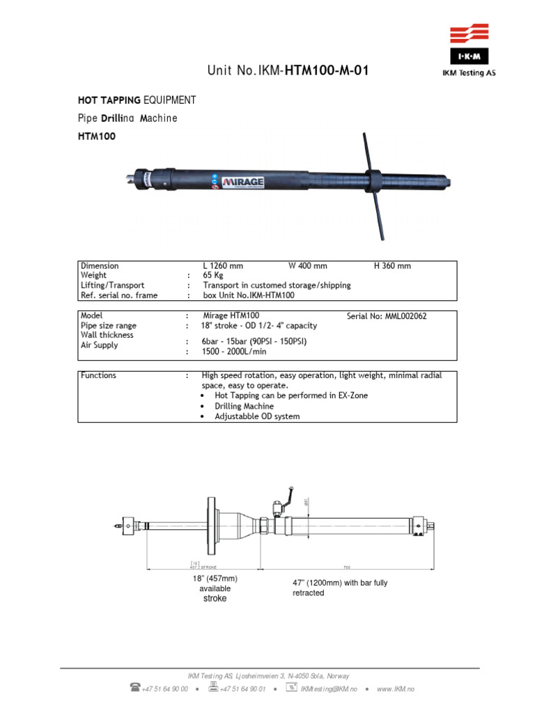 Hot Tapping Equipment HTM100 Specs | PDF