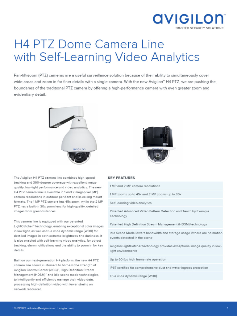 Avigilon 2.0C-H4PTZ-DP30 | PDF | Frame Rate | Camera