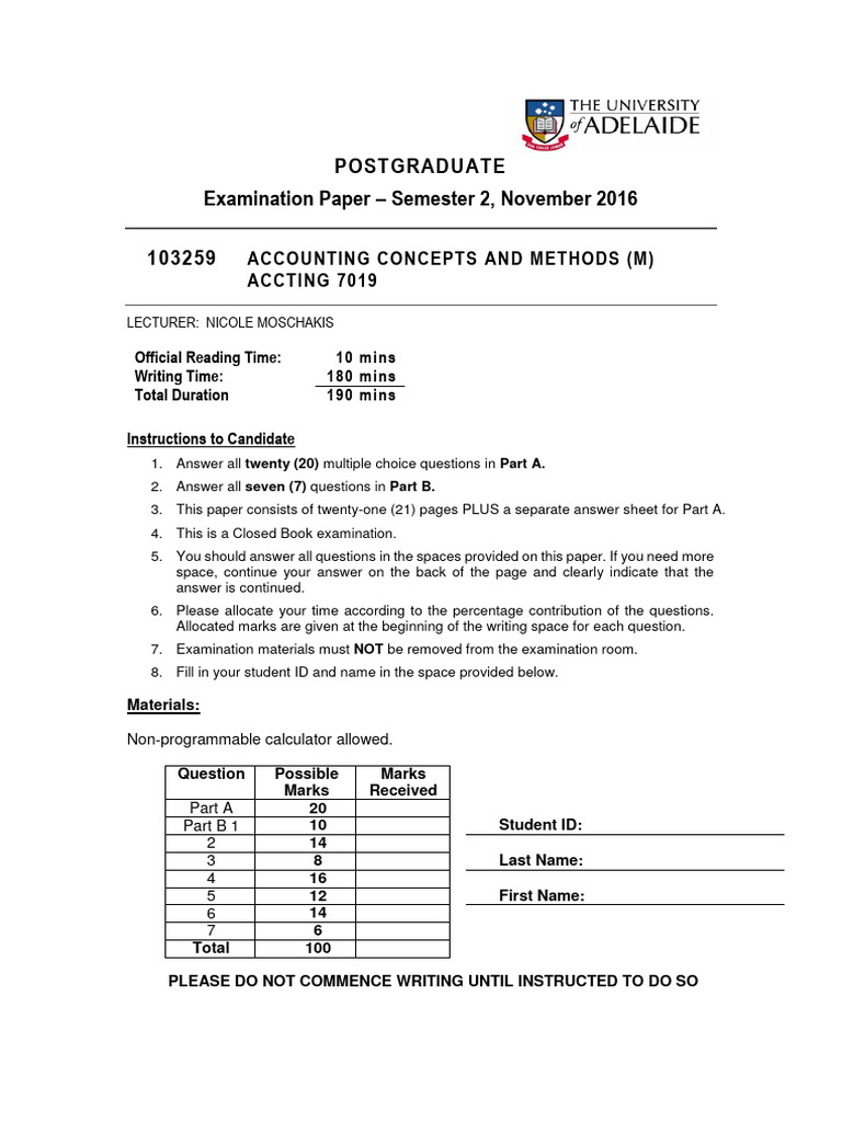 2016 ACM Sem 2 Final Exam | PDF | Debits And Credits | Accounting