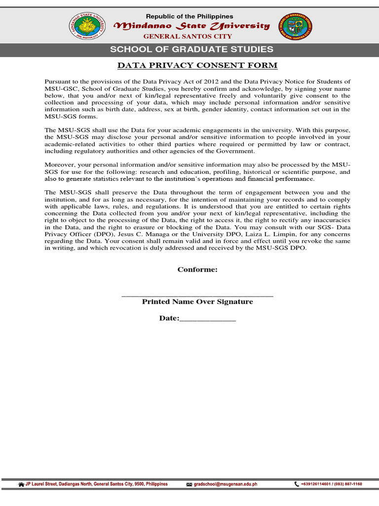 Data Privacy Consent Form | PDF | Privacy | Consent