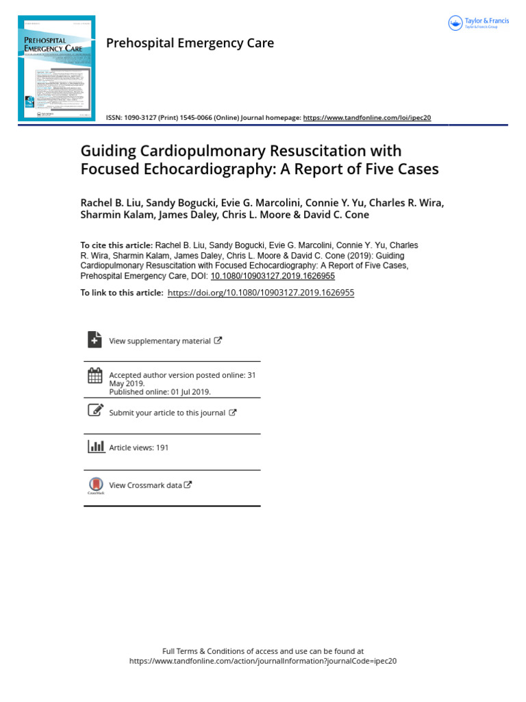 Guiding Cardiopulmonary Resuscitation With Focused Echocardiography: A ...