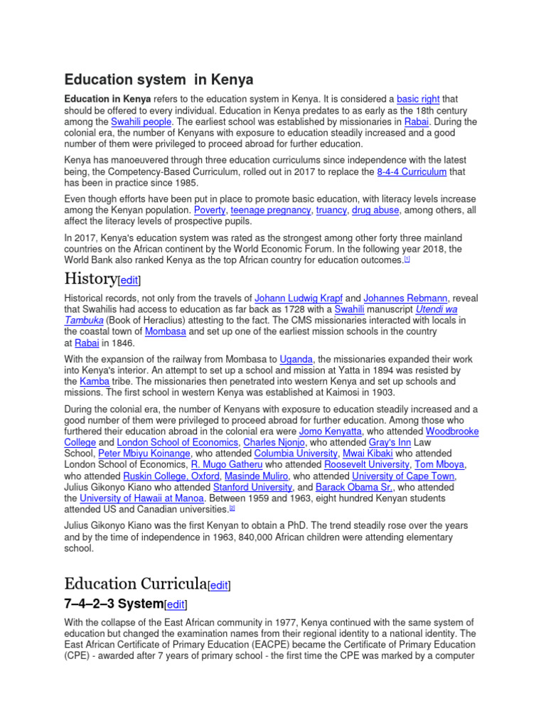 Education System in Kenya | PDF | Teachers | Teacher Education