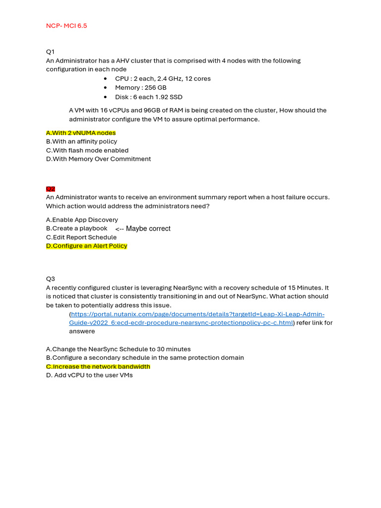 NCP MCI 6.5 - 74Q With Answer | PDF | Computer Cluster | Computer Data Storage