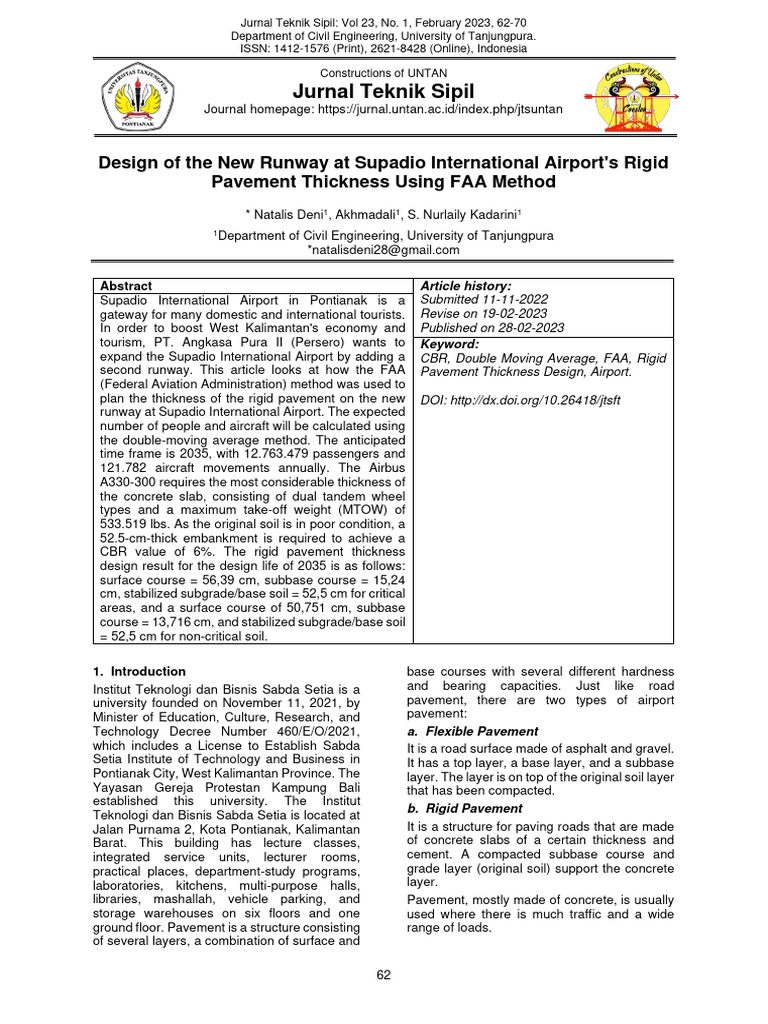 Design of The New Runway at Supadio Inte | PDF | Airport | Runway