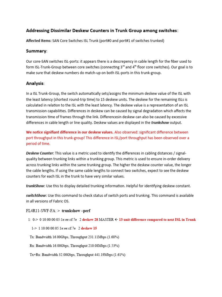 Large Mismatch of Deskew Counters in A TrunkGroup | PDF | Latency ...