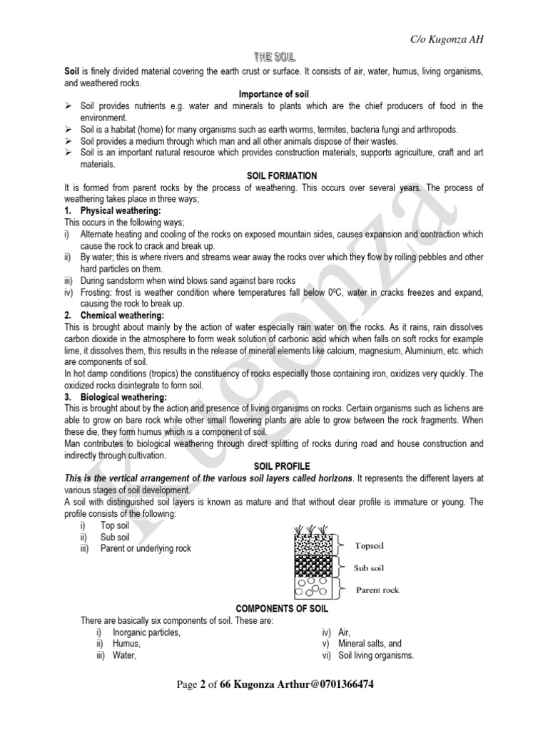 S.2 Biology Class Notes Soil | PDF | Soil | Weathering