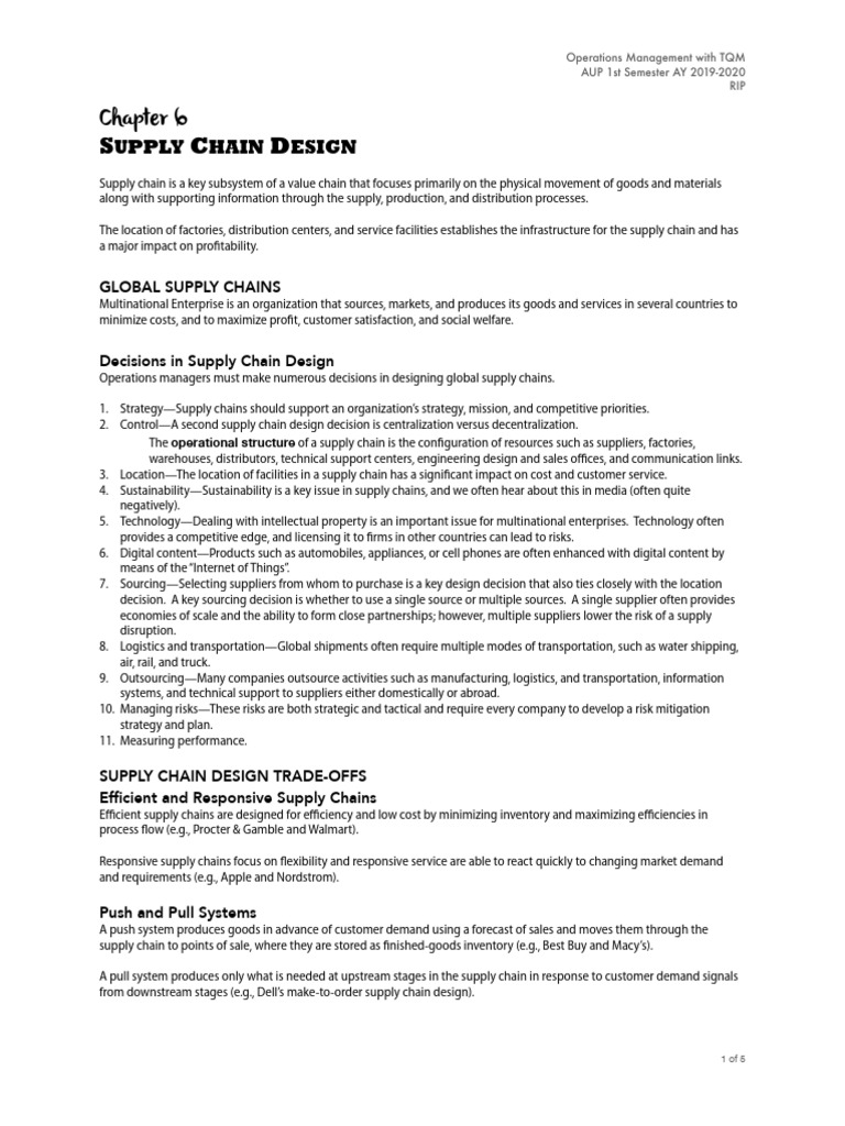 Distribution Center Coordination in Supply Chains | PDF | Cost Of ...