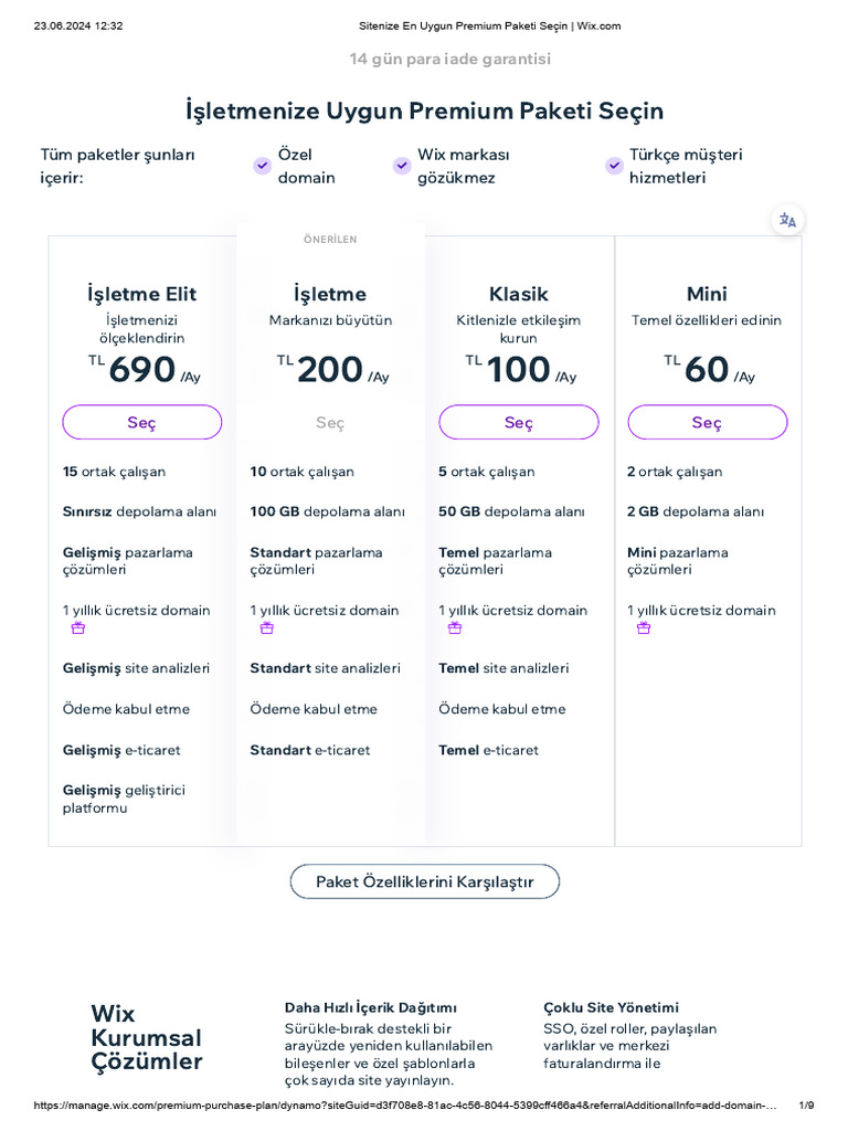 Sitenize en Uygun Premium Paketi Seçin | PDF