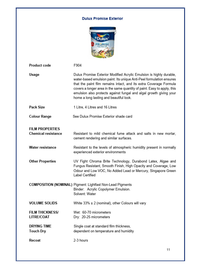 Tds Promise Exterior PK | PDF | Paint | Acrylic Paint