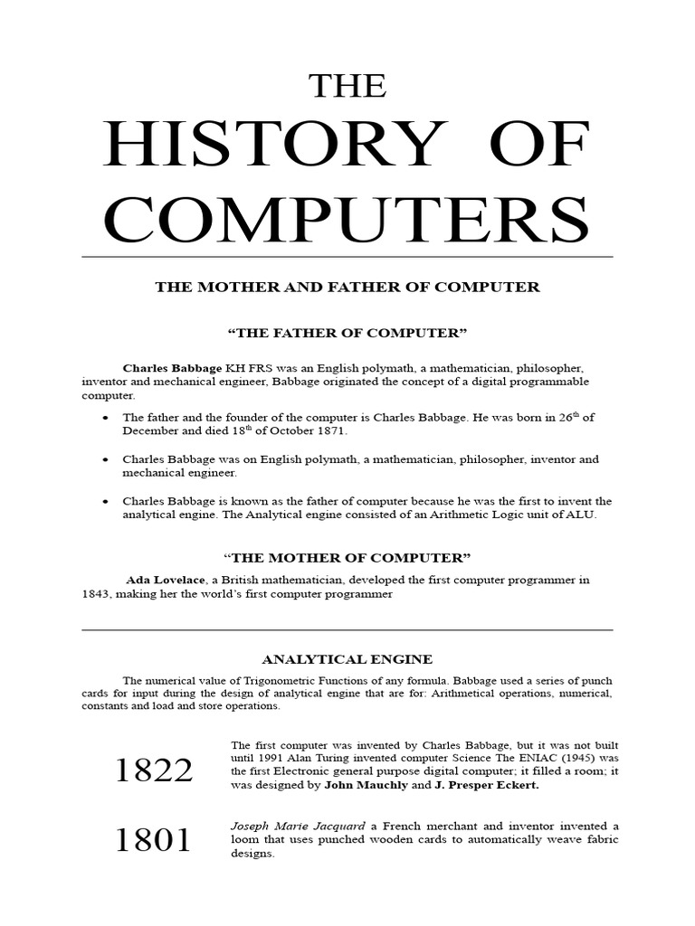 The History of Computer | PDF | Office Equipment | Computer Engineering