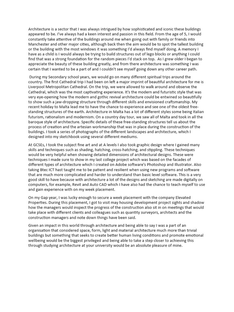 My Journey to Architecture Passion | PDF | The Arts