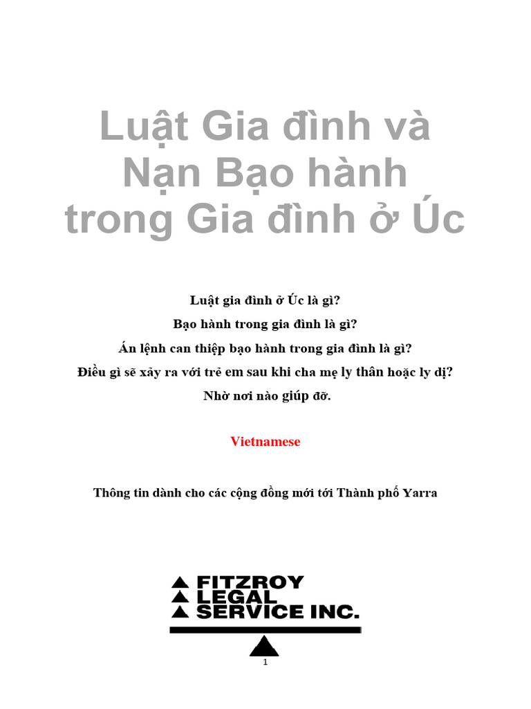 FLS Family Law and Family Violence Booklet Vietnamese | PDF