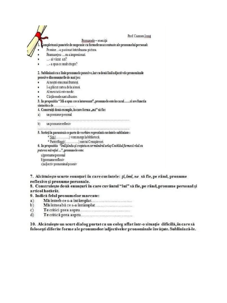 Gramatica Pronume 6 | PDF