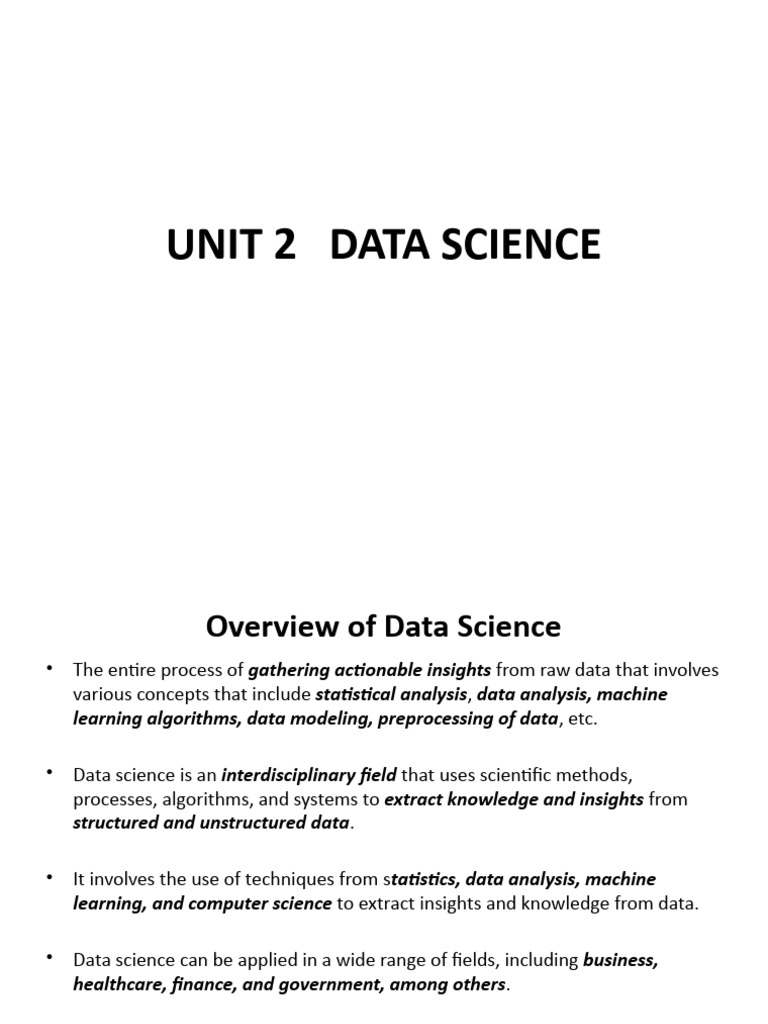 Unit 2 Data Science | PDF | Data Science | Principal Component Analysis Unit 2 Data Science | PDF | Data Science | Principal Component Analysis