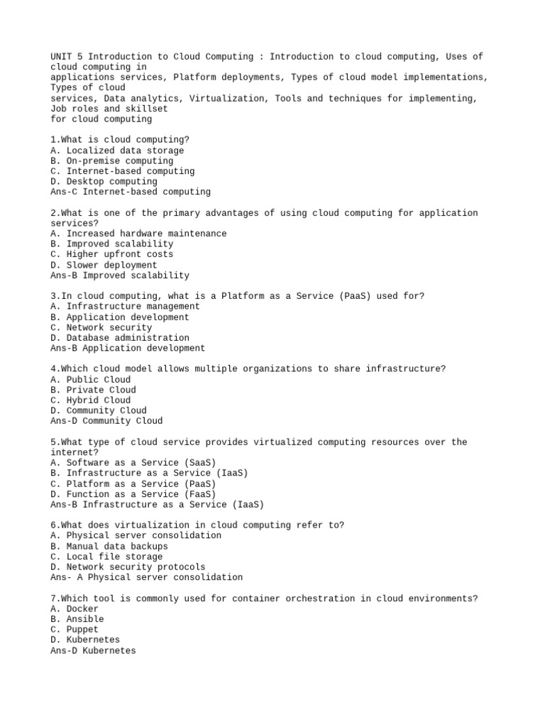 Unit 5 Cse121 | PDF | Cloud Computing | Platform As A Service