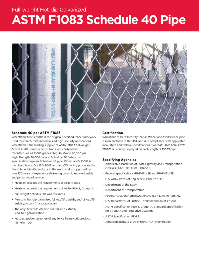 F1083 Schedule 40 Specifications | PDF | Pipe (Fluid Conveyance ...