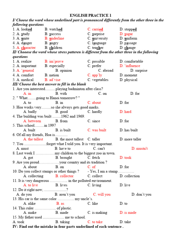 English Practice 1 | PDF | Vietnam | Vietnamese People