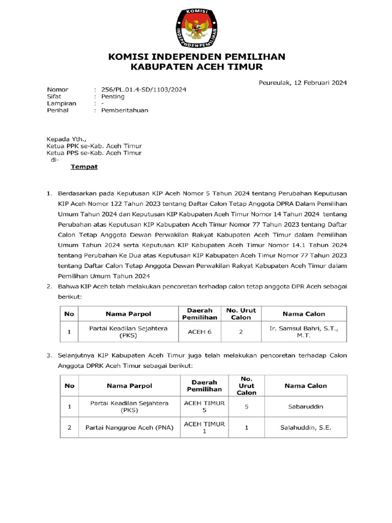 Pemberitahuan Perubahan DCT (1) - Scan | PDF