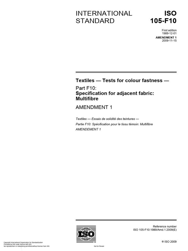 Iso 105-F10 Amd 1-2009 | PDF | International Organization For ...