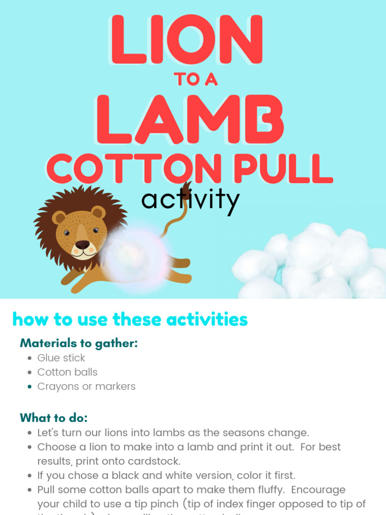 Lion To Lamb Craft For March 1 | PDF