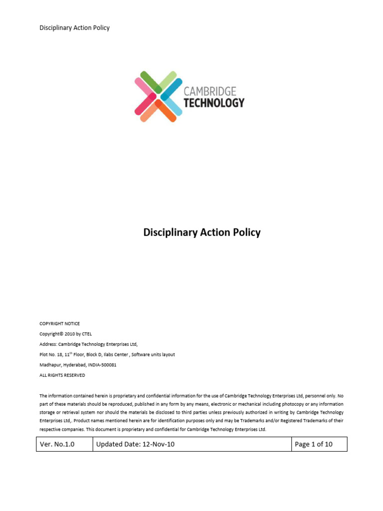 Disciplinary Action Policy Final - V1.1 | PDF | Employment | Disciplines