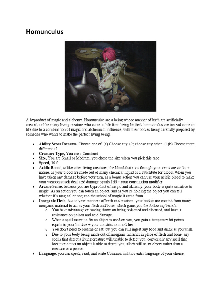 Homunculus Homebrew | PDF