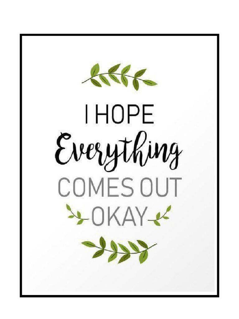 I Hope Everything Comes Out OK | PDF