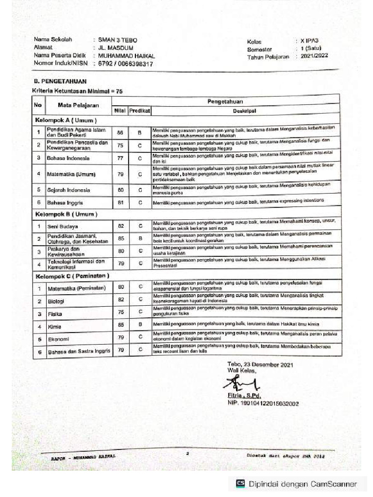 NILAI RAPORTT - Compressed | PDF