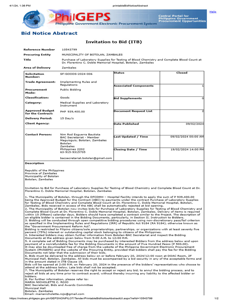 Philgeps - ITB | PDF | Procurement