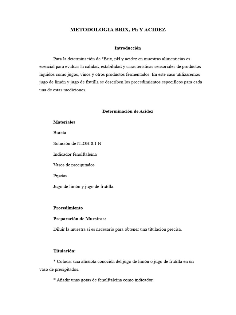 Metodologia Brix | PDF | Valoración | Química
