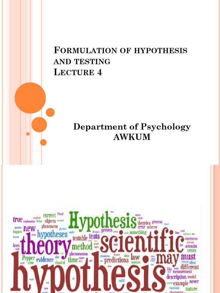 Lecture 4 Formulation of Hypothesis | PDF | Hypothesis | Null Hypothesis