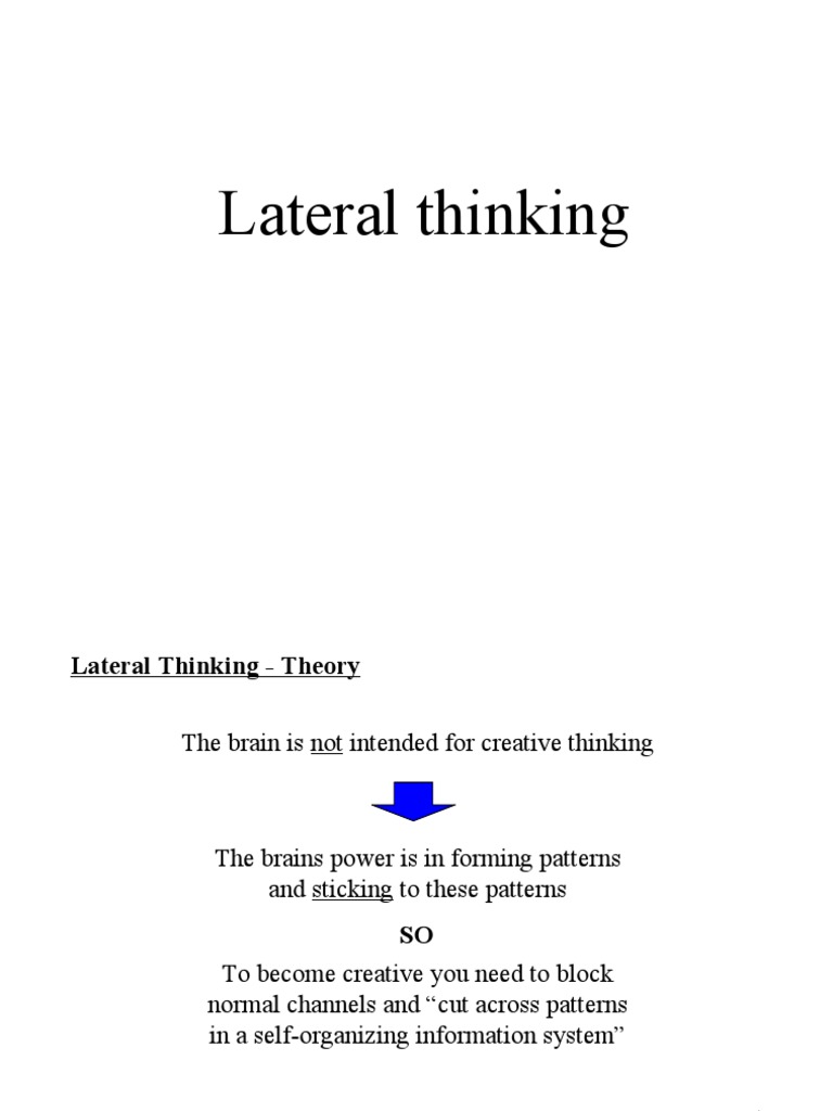 Creativity - Lateral Thinking | PDF | Thought | Emergence