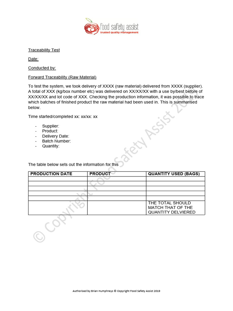 Dowload Traceability Test Template 3 | PDF