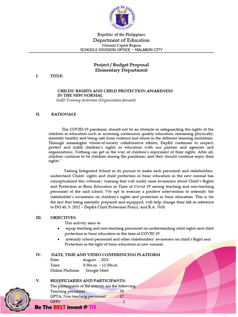 GAD-Proposal-Organization-Focused - 3-2021 NEW | PDF | Child Protection | Children's Rights