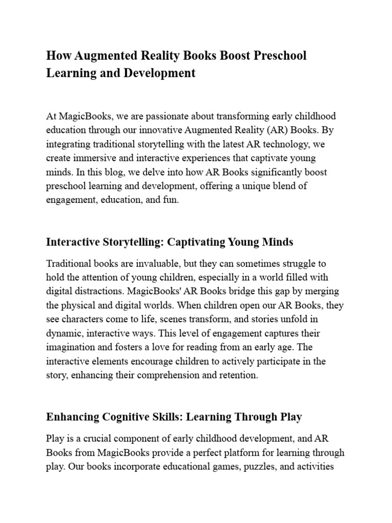 How Augmented Reality Books Boost Preschool Learning and Development ...