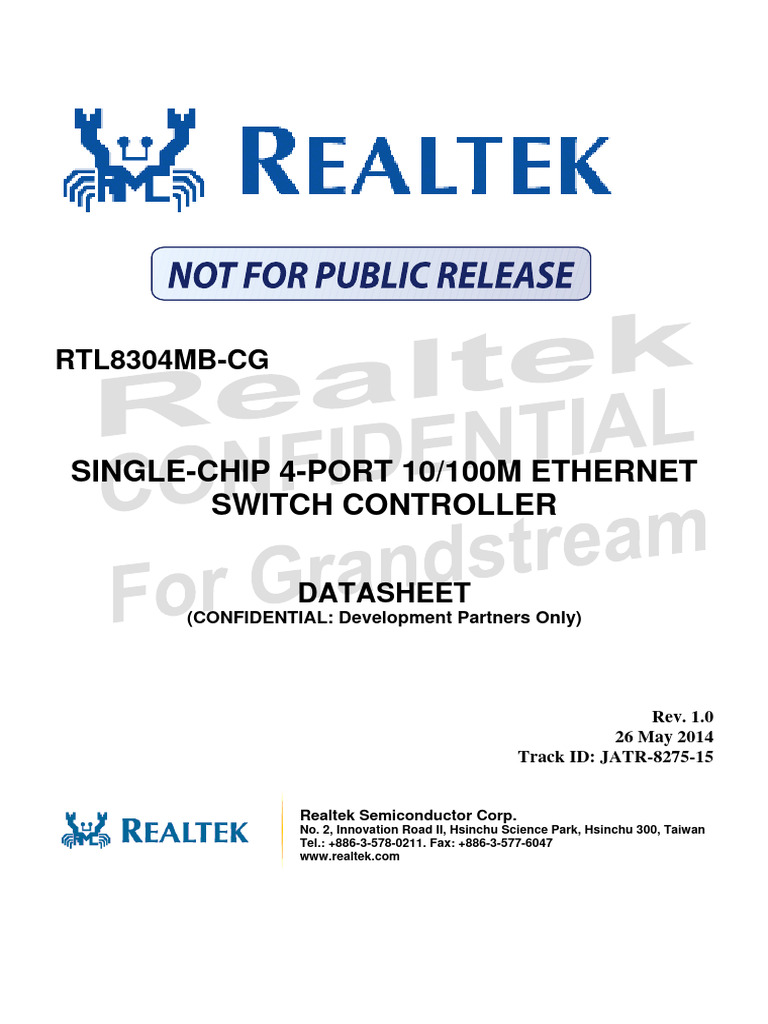 RTL8304MB | PDF | Ethernet | Computer Network